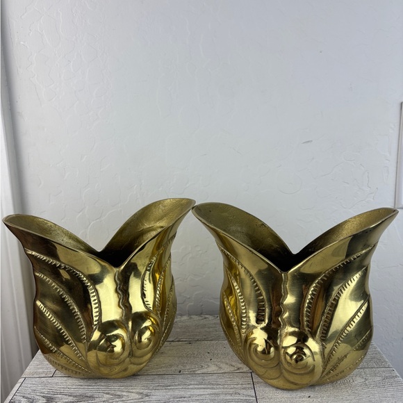 Vintage | Accents | Brass Bud Vase Vintage Brass Vase Art Deco Flared ...